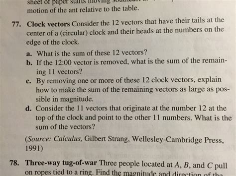 Solved Clock Vectors Consider The Vectors That Have Their Chegg