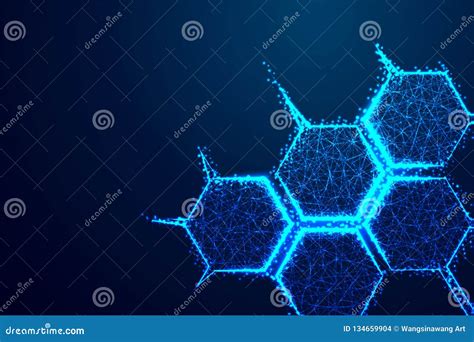 Molecule Structure Icon Form Lines And Triangles Point Connecting Network On Blue Background
