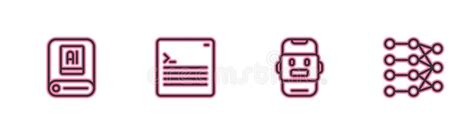 Set Line Artificial Intelligence Ai Chat Bot Web Developer Programming Code And Neural Network