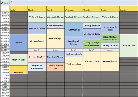 Time Block Template Excel