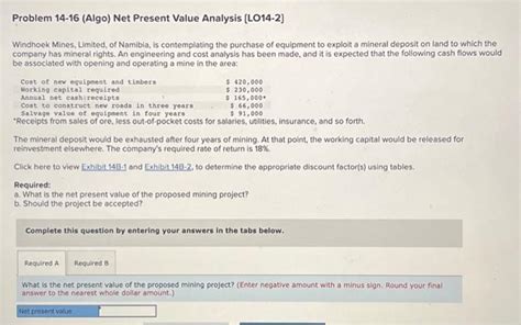 Solved Problem 14 16 Algo Net Present Value Analysis