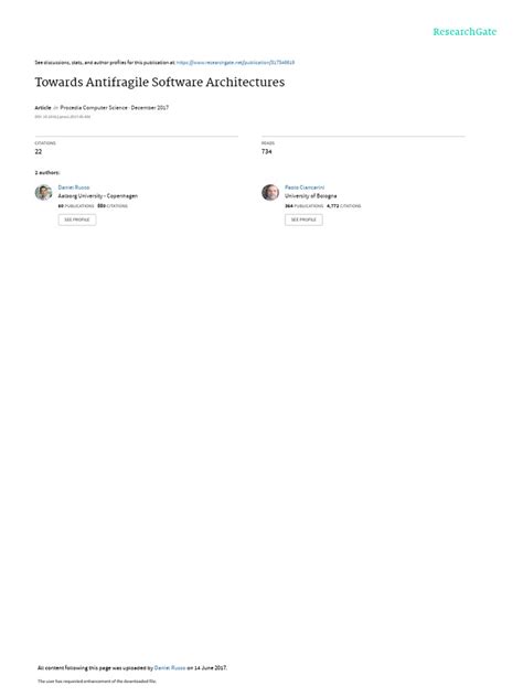 Towards Antifragile Software Architectures Pdf Agile Software Development Option Finance