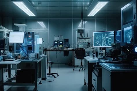 High Tech Lab With Iot Sensors And Monitoring Equipment Testing The