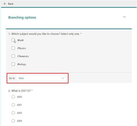 microsoft forms branching not working fixed