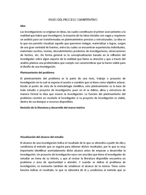 Fases Del Proceso Cuantitativo Pdf Hipótesis Teoría
