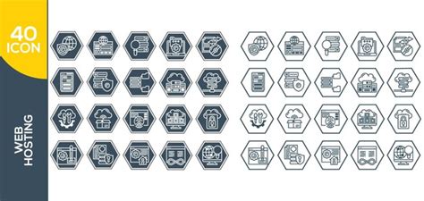 Premium Vector Set Of Web Hosting Icon Design On White Background