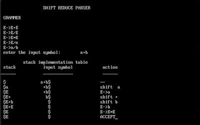 3rd Year Cse Lab Programs Shift Reduce Parser