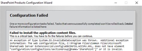 Sharepoint Product Configuration Wizard The Web Configuration File Webconfigaccsrvxml Does