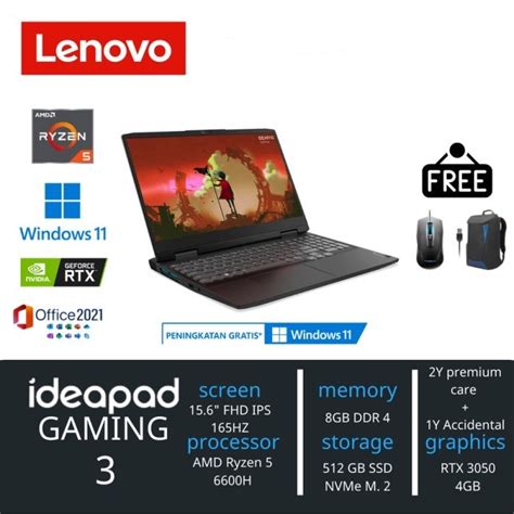 Jual Lenovo Ideapad Gaming 3 15ARH7 B8ID FHD IPS Ryzen 5 8GB 512GB RTX3050 Shopee Indonesia