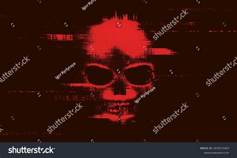 Glitched Skull Bitmap Effect Danger Internet Stock Vector Royalty Free