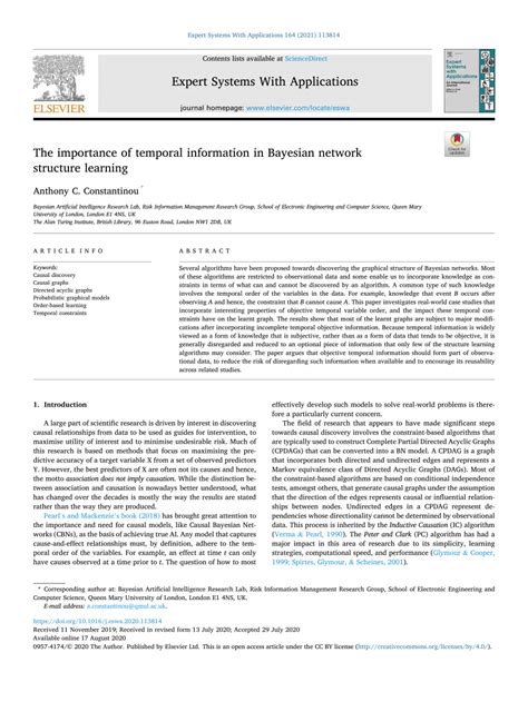pdf the importance of temporal information in bayesian network