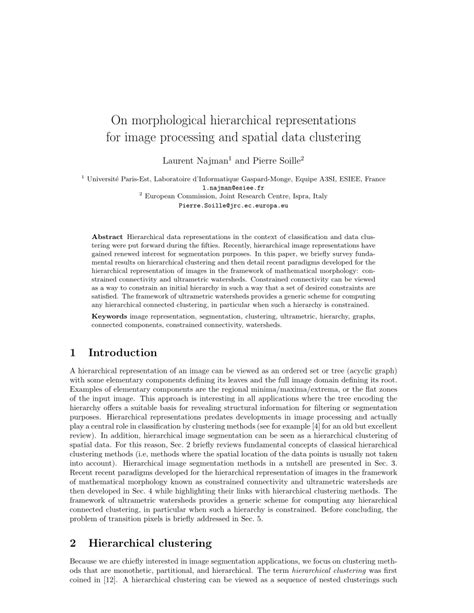Pdf On Morphological Hierarchical Representations For Image