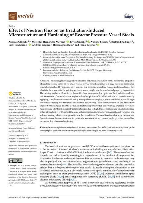 Pdf Effect Of Neutron Flux On An Irradiation Induced Microstructure