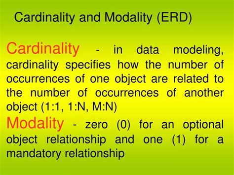 Ppt Cardinality And Modality Erd Powerpoint Presentation Free