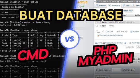 Membuat Database Cmd X Phpmyadmin Youtube