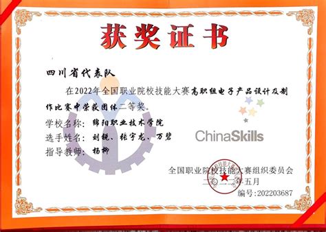 我校学子喜获2022年全国职业院校技能大赛“电子产品设计及制作”赛项二等奖 绵阳职业技术学院