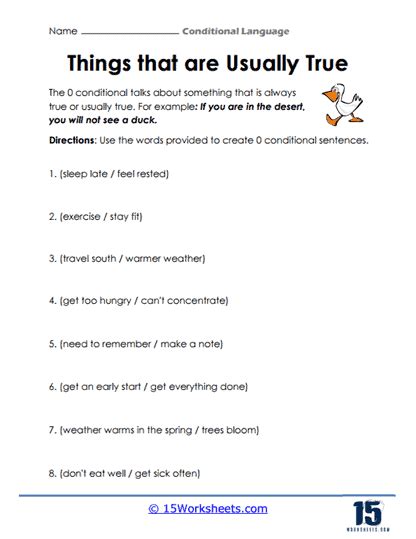 Conditional Statement Worksheet