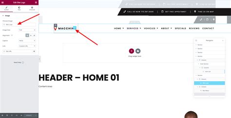 Macchina Elementor Theme How To Edit The Header Section Vamtam Help Desk