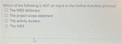 solved which of the following is not an input to the define