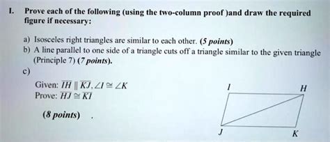 solved prove each of the following using the two column proof and