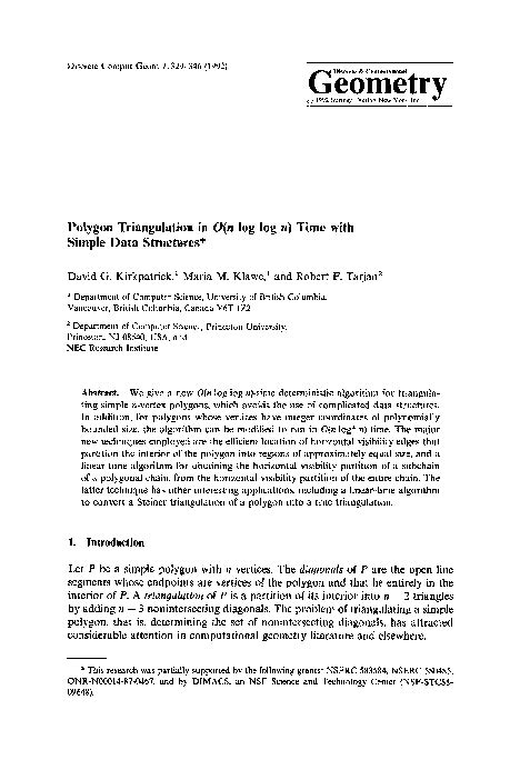 Pdf Polygon Triangulation Inon Log Logn Time With Simple Data