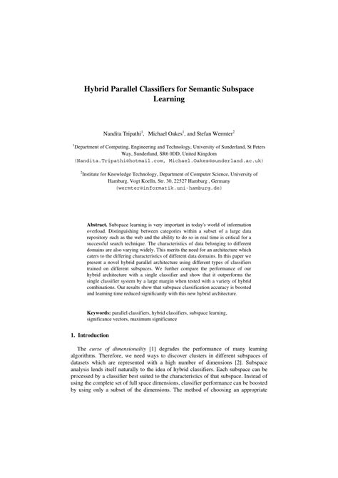 Pdf Hybrid Parallel Classifiers For Semantic Subspace Learning