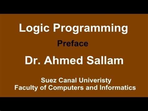 Logic Programming Prolog برمجة منطقية Preface YouTube