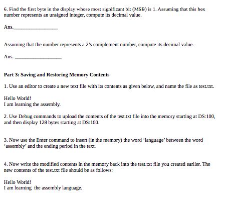 Solved Part Addressing And Accessing Memory Show The Chegg Com
