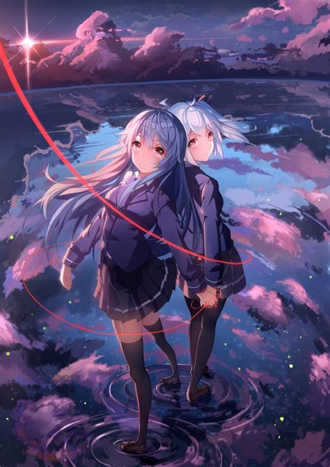 动漫二次元插画背靠背姿势壁纸图包 Acg图包网