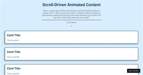scroll driven animated content codesandbox