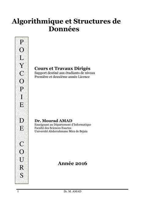 Mi06 Lessons Algo Str Donnees Algorithmique Et Structures De Données