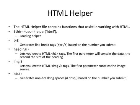 Codeigniter Helper Functions Pptx