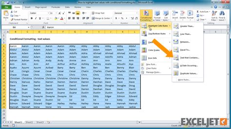 excel tutorial how to highlight text values with conditional formatting