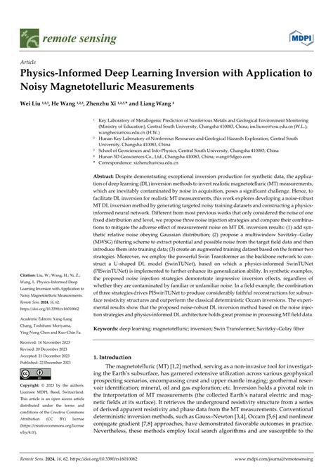 PDF Physics Informed Deep Learning Inversion With Application To Noisy Magnetotelluric