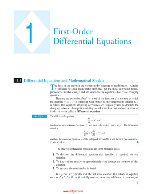 1 1 differential equations and mathematical models pdf equations