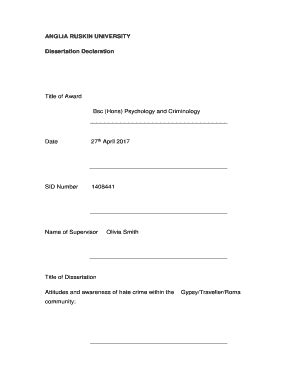 Fillable Online Dissertation Declaration Fax Email Print PdfFiller