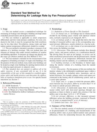 Astm E779 03 Standard Test Method For Determining Air Leakage Rate By