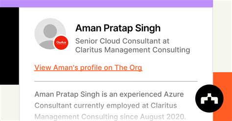 Aman Pratap Singh Senior Cloud Consultant At Claritus Management Consulting The Org