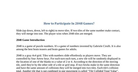 How To Participate In Games Pdf DocDroid