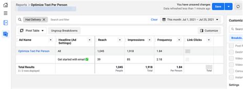 how to use the optimize text per person feature to improve facebook ad