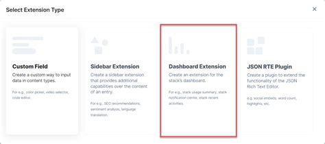 create new dashboard extension