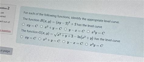 solved for each of the following functions identify the