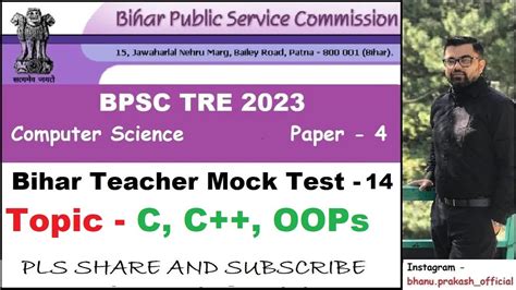 BPSC Teacher Computer Science Mock Test C C Programming Lang Bpsctre Programming