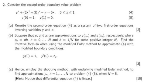 2 Consider The Second Order Boundary Value Problem 0