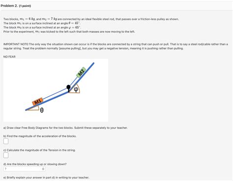 solved problem 2 1 ﻿point two blocks m1 6kg ﻿and m2 7kg