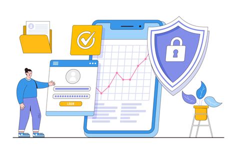 Flat Mobile Device Security With Password Concept Outline Design Style
