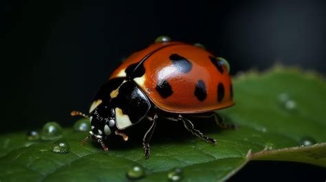 Premium Ai Image Ladybug On A Leaf In Nature Macro Photography Generative Ai