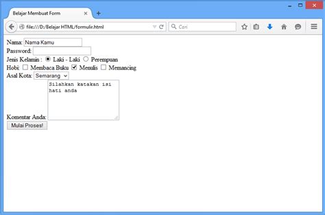 Cara Membuat Form Di HTML Tag Form