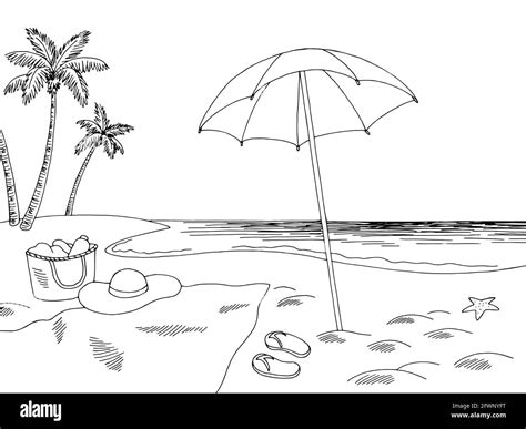 Black And White Beach Scene Clipart At Claire Hawes Blog
