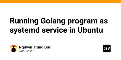 Running Golang Program As Systemd Service In Ubuntu DEV Community